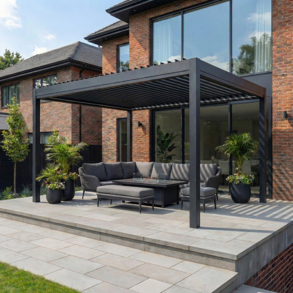 PergoSTET Pro Frame Only 3m x 4m Rectangular Pergola with LED Lighting