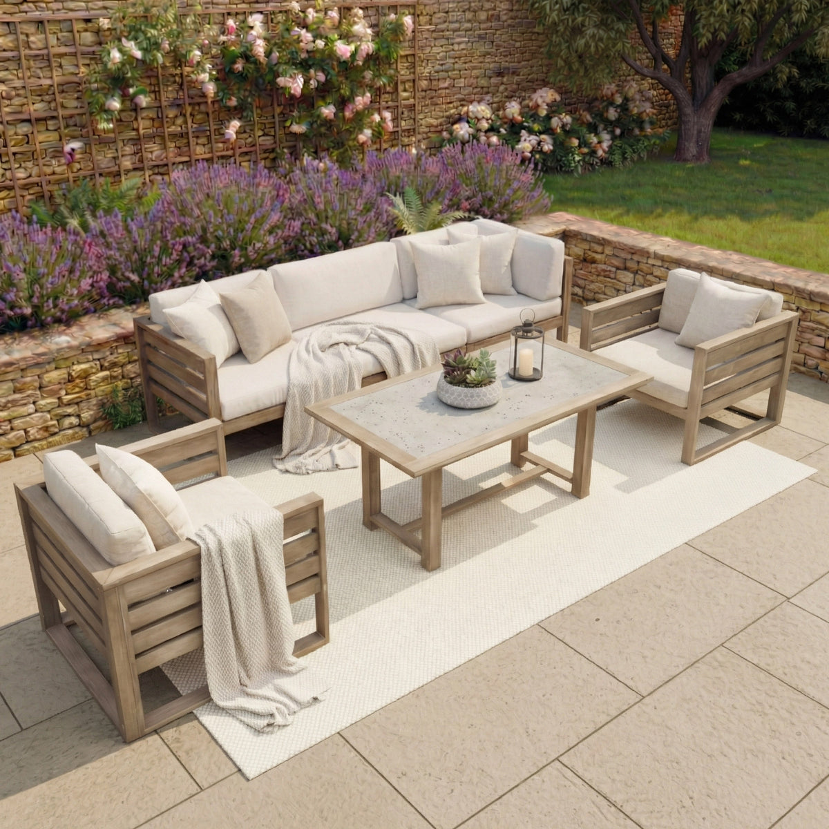 Andora 3 Seat Sofa Set with 2 in 1 Table in Weathered Brown
