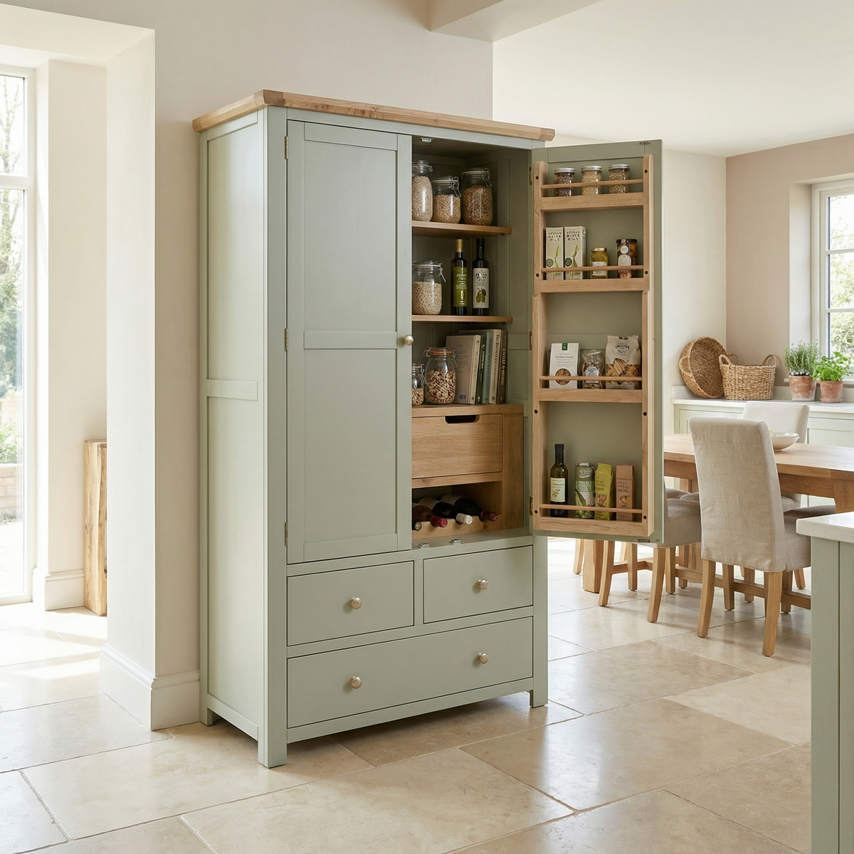 Burford Double Larder Unit in Sage Green