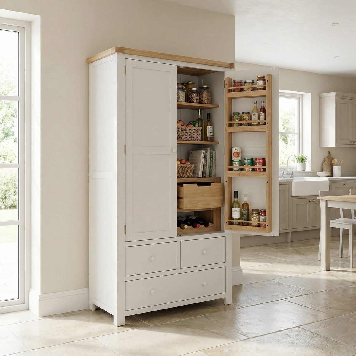 Burford Double Larder Unit in Warm White