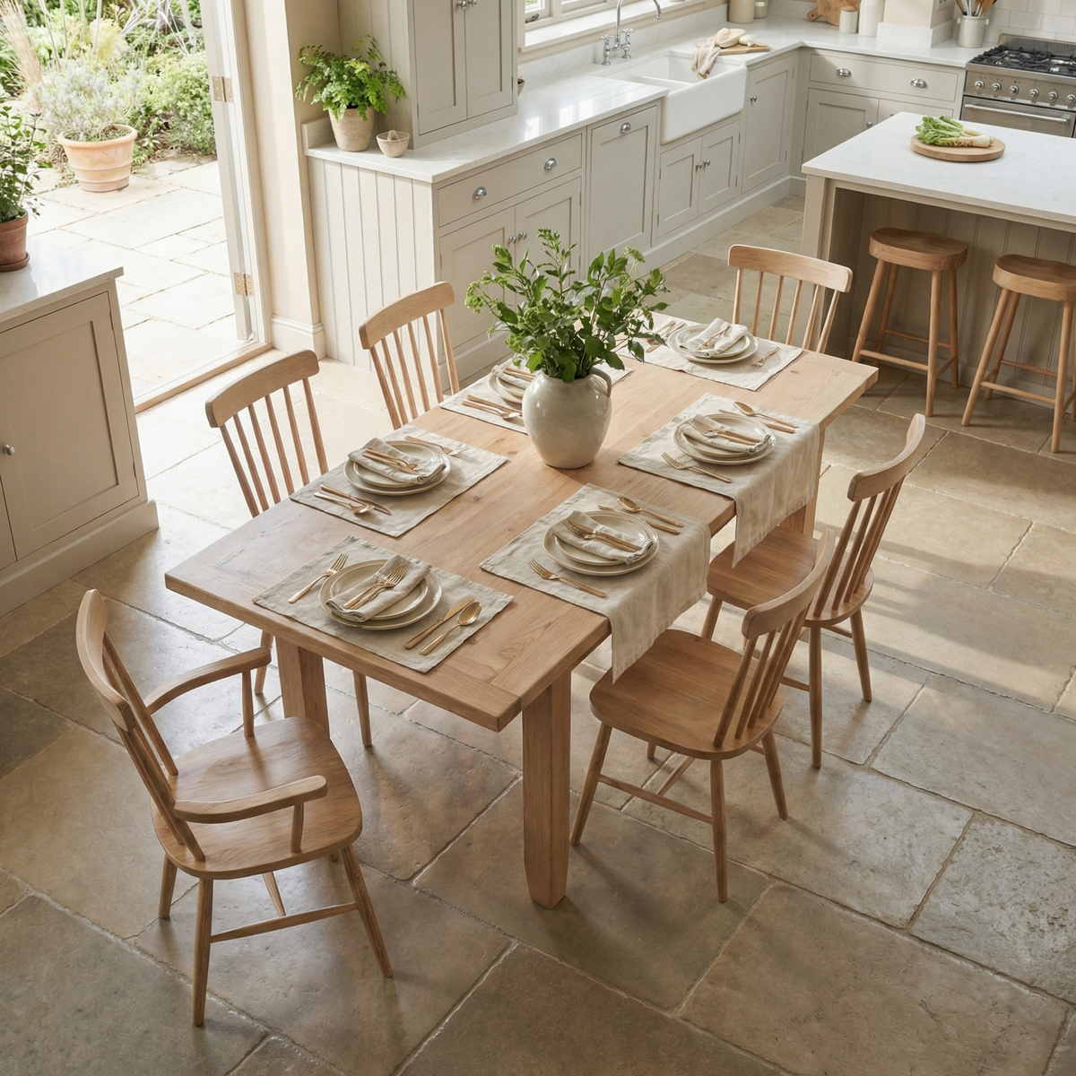 Burford 6 Seat Extending Dining Set with Spindleback Dining and Armcha