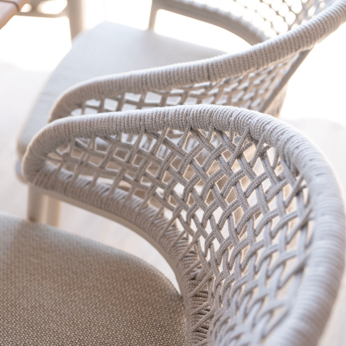 Kalama 8 Seat Rectangular Dining Set with Teak Table in Latte