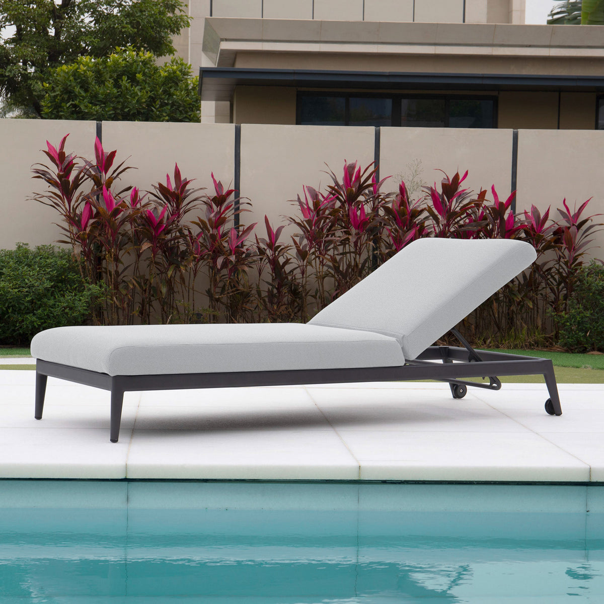 Luna Outdoor Fabric Sun Lounger in Oyster Grey