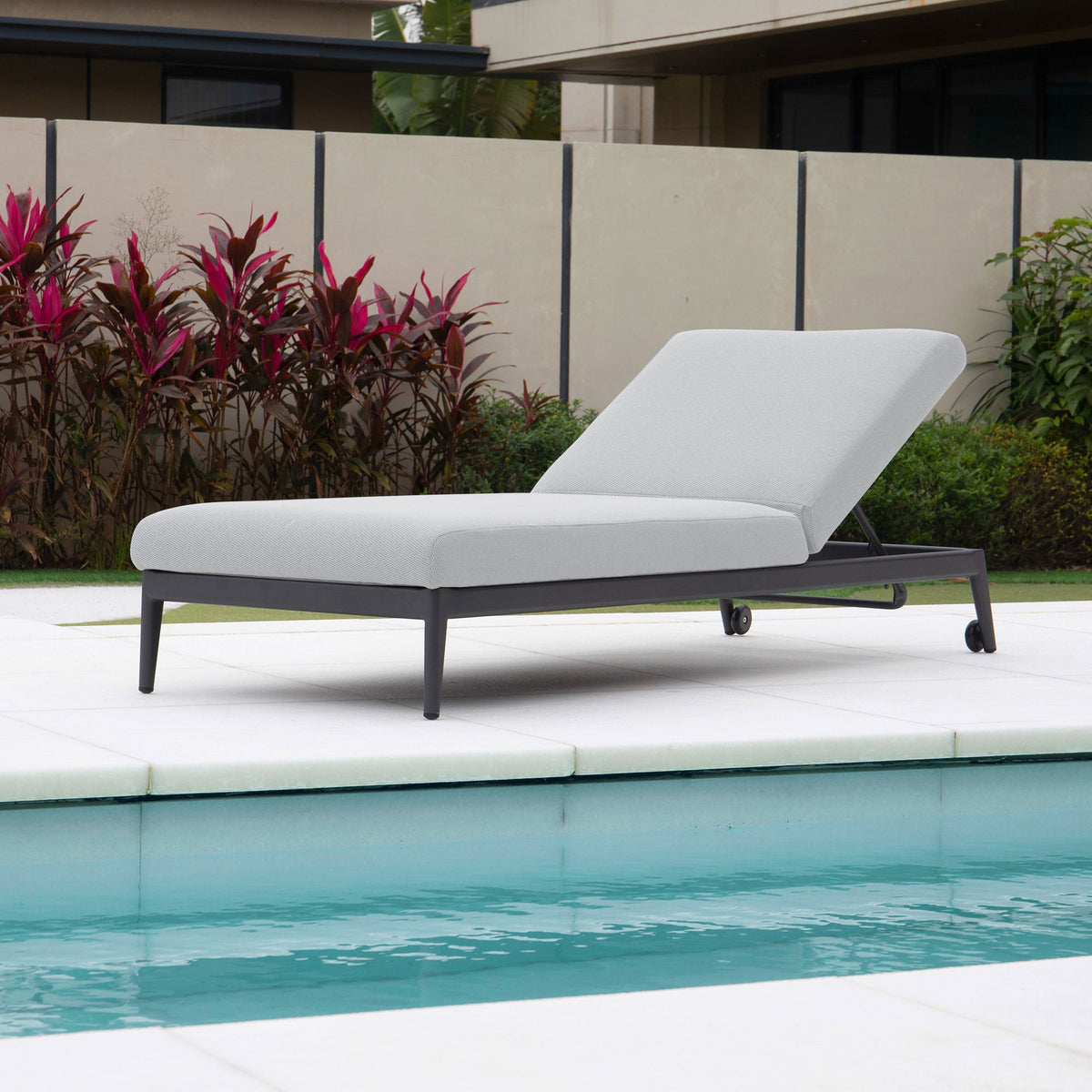 Luna Outdoor Fabric Sun Lounger in Oyster Grey
