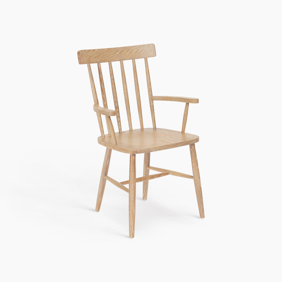 Burford Spindleback Dining Chair with Armrest in Natural Oak