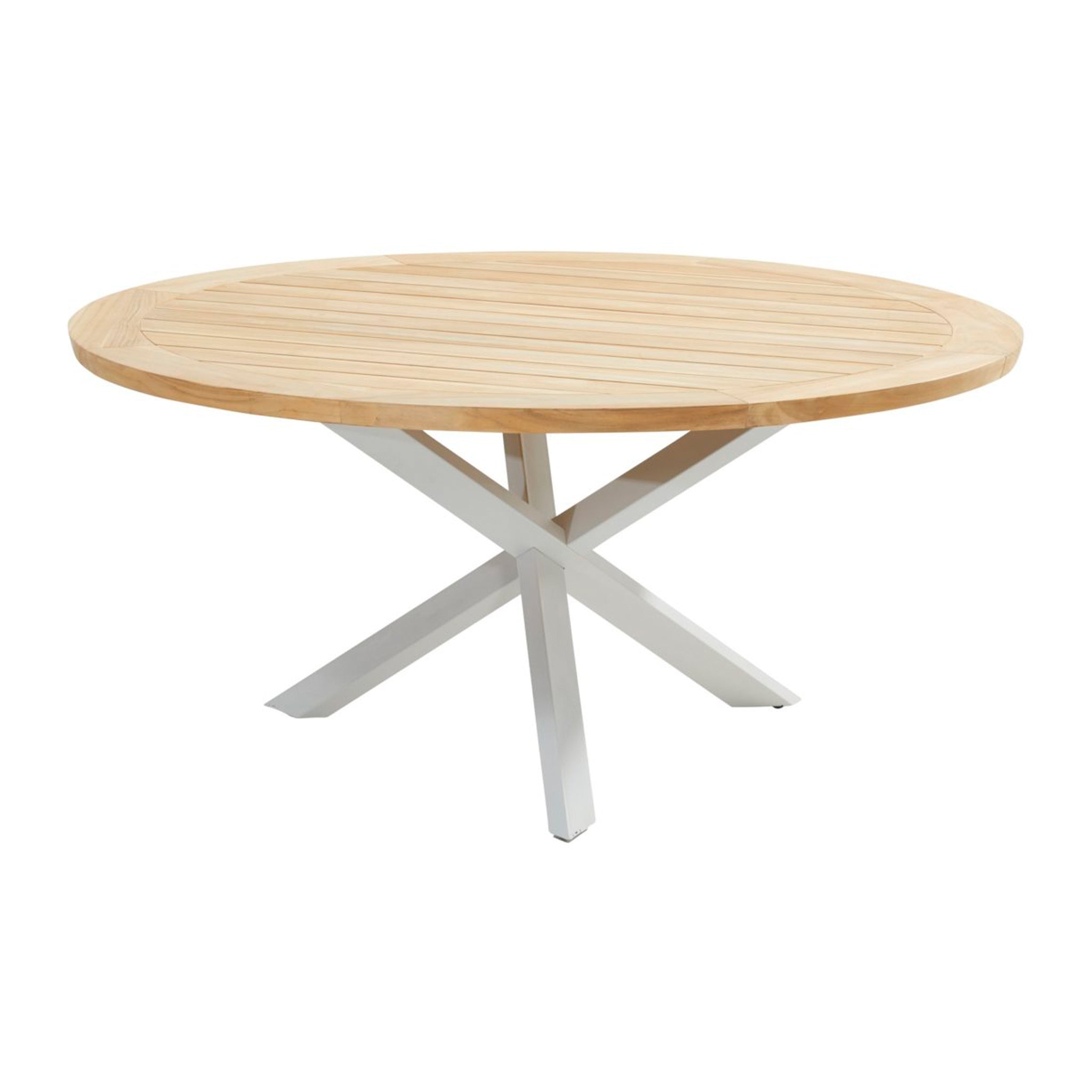 Bernini 6 Seat Round Dining with Teak Table in Light Grey