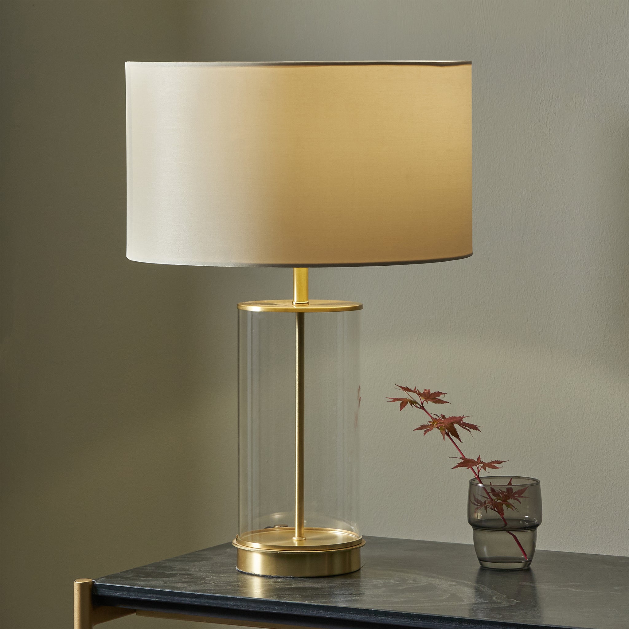 Westwood Clear Glass And Champagne Metal Table Lamp
